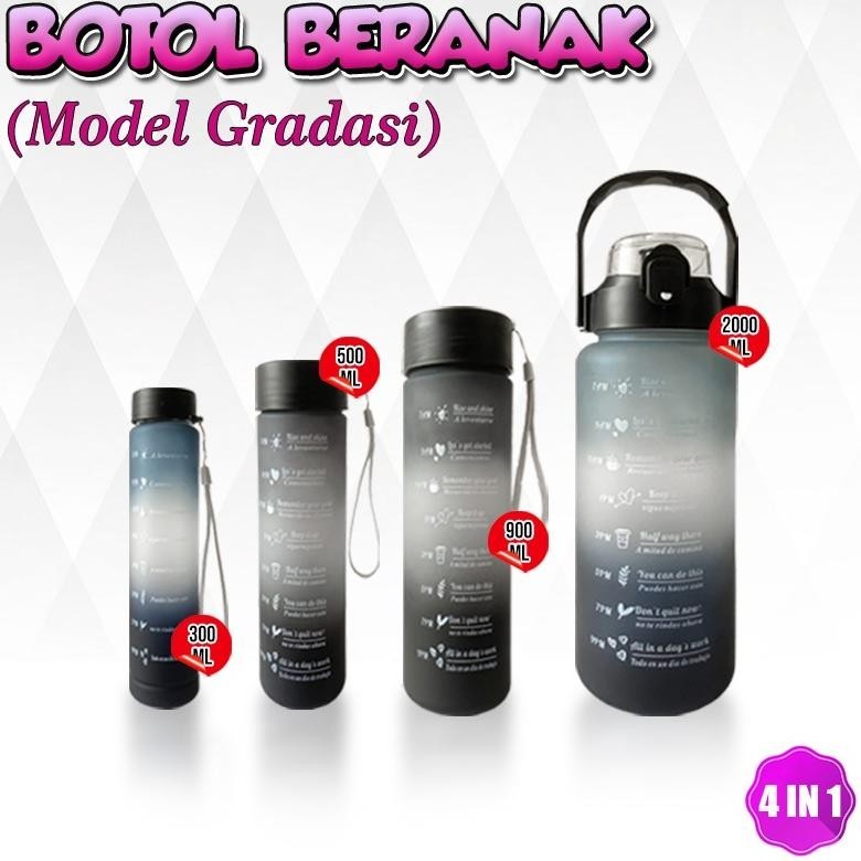 Jual "Borong Hemat" (SS) Botol Viral 4in1 Beranak 4 Gradasi 3 Warna 2000mL+900ml+500ml+300ml ...