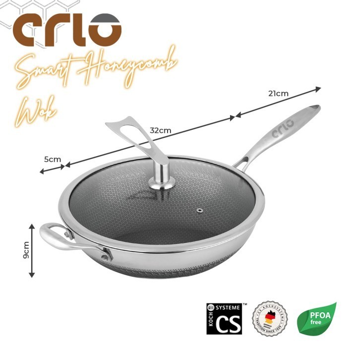 Jual Panci Wajan Stainless Steel Anti Lengket Crio Honeycomb Wok 32Cm | Shopee Indonesia
