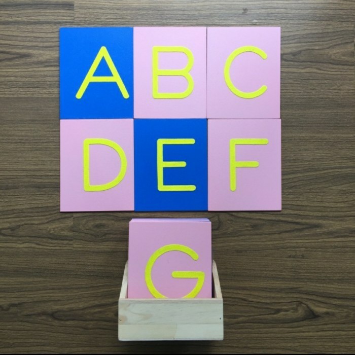 Jual Montessori Language Sandpaper Letter Uppercase Lowercase Cursive ...