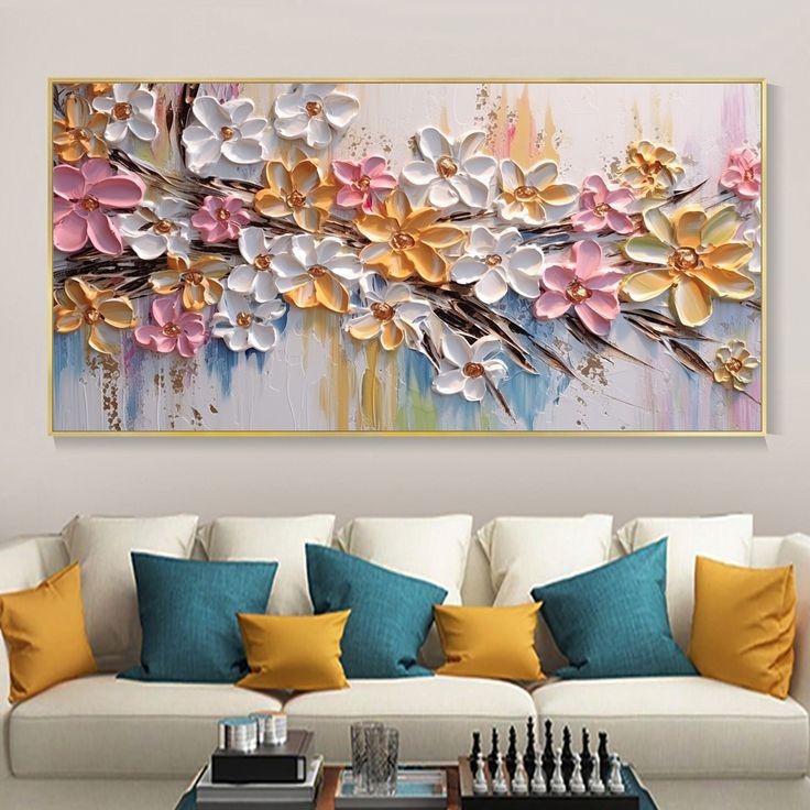 Jual Lukisan Bunga Mawar Full Color Teksture Tebal Modern art Estetik 2 ...