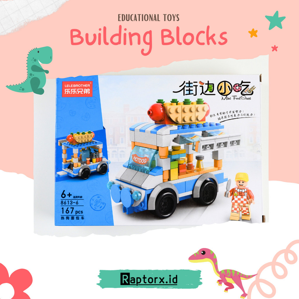 Jual Building Block Plastik Lelebrother Mini Foodstreet Mainan Susun ...