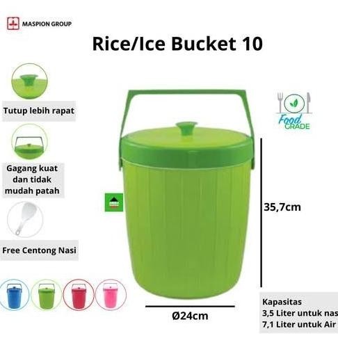 Jual Ice Rice Bucket 10 Ltr Tempat Nasi Termos Penyimpanan Makanan Es ...
