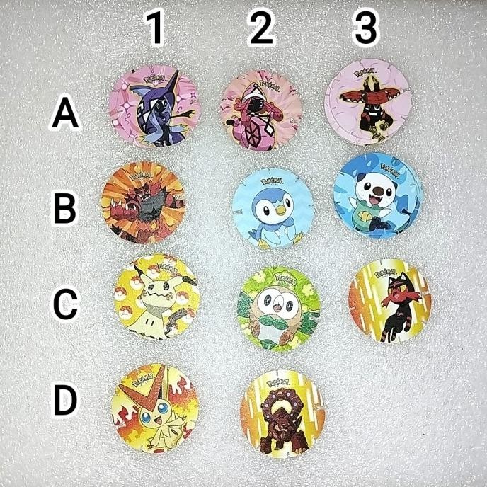 Jual Pokemon Tazos Tajos Coin Toy Mimikyu Rowlet Piplup Tapu Lele Fini ...