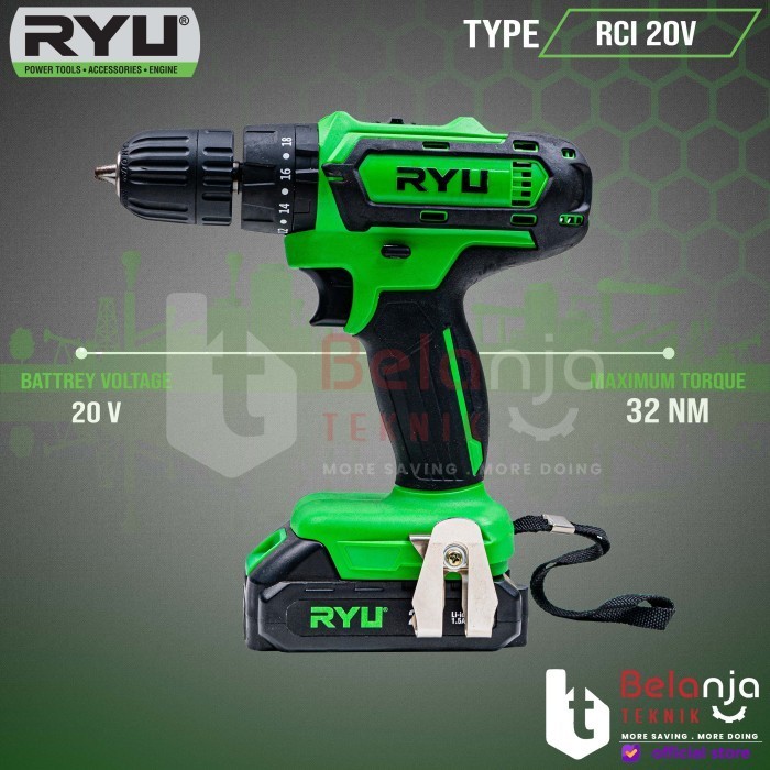Jual Ryu Bor Tembok Baterai Cordless Rci 20V Impact Drill Set 20 V ...