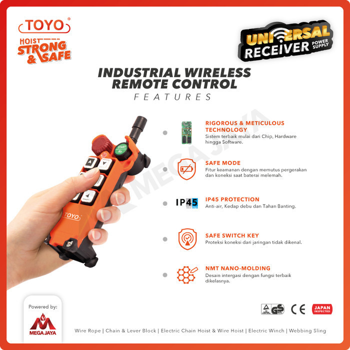 Jual Industrial Wireless Remote Control F21-Rxc 18V-65V Hoist Crane ...