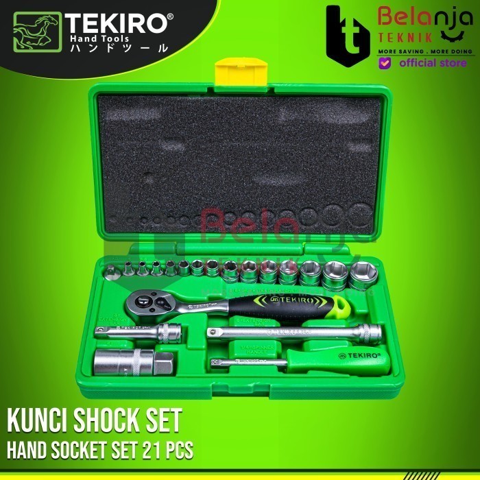 Jual Tekiro Kunci Sok Set Tekiro 21 Pcs Socket Wrench 1/4 - 3/8 Mata Shock | Shopee Indonesia
