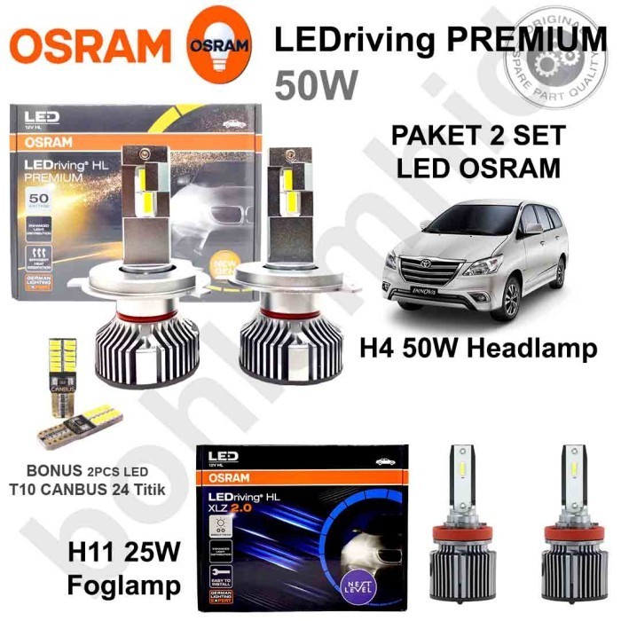 Jual Lampu Led Innova Old Osram Headlamp H4 Premium 50W+Foglamp H11 Xlz ...