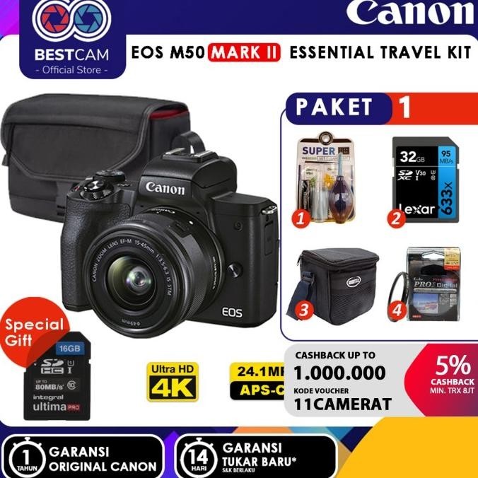 Jual Canon Eos M50 Mark Ii 15-45Mm Essential Travel Kit Mirrorless ...