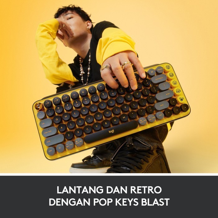 Jual Logitech Pop Keys Keyboard Wireless Mechanical Compact - Emoji ...