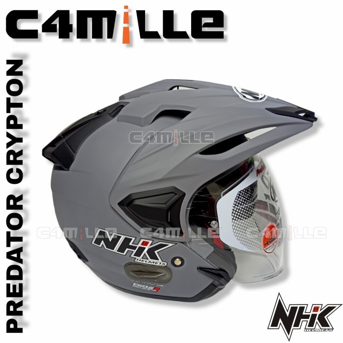 Jual Helm Nhk Predator Crypton Solid Dim Grey Doff Double Visor Half ...