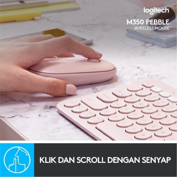 Jual Logitech Pebble Wireless Bluetooth Mouse M350 Pink Hitam Putih ...