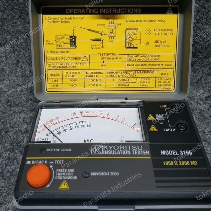 Jual Kyoritsu 3166 Insulation Tester Megger Original | Shopee Indonesia