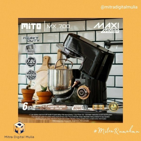 Jual [Cod] Mito Mx 700 Max Pro Stand Mixer 7 Liter Mx700 | Shopee Indonesia