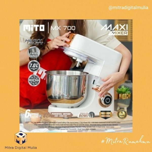 Jual [Cod] Mito Mx 700 Max Pro Stand Mixer 7 Liter Mx700 Putih | Shopee ...