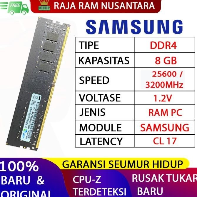 Jual Ram Pc Samsung Ddr4 8Gb 25600 / 3200 Mhz Ori Ram Nb Ddr4 8Gb 3200 ...