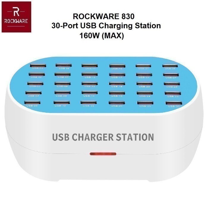 Jual Rockware 830 - 30-Port Usb Wall Smart Charging Station 160W Max | Shopee Indonesia