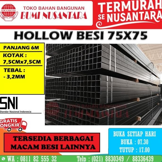 Jual Hollow Besi 75X75 Sni 3,2Mm Pipa Kotak Hitam Holo Besi Pagar 7,5X7,5 Kualitas Premium ...