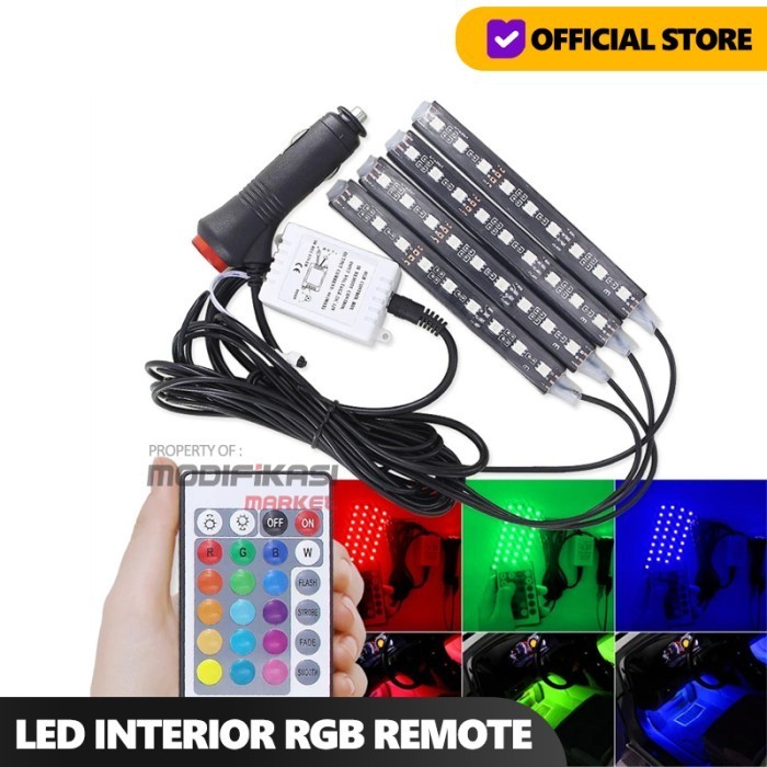 Jual Lampu Led Kolong Dashboard Rgb Multi Colour Colok Lighter Remote ...