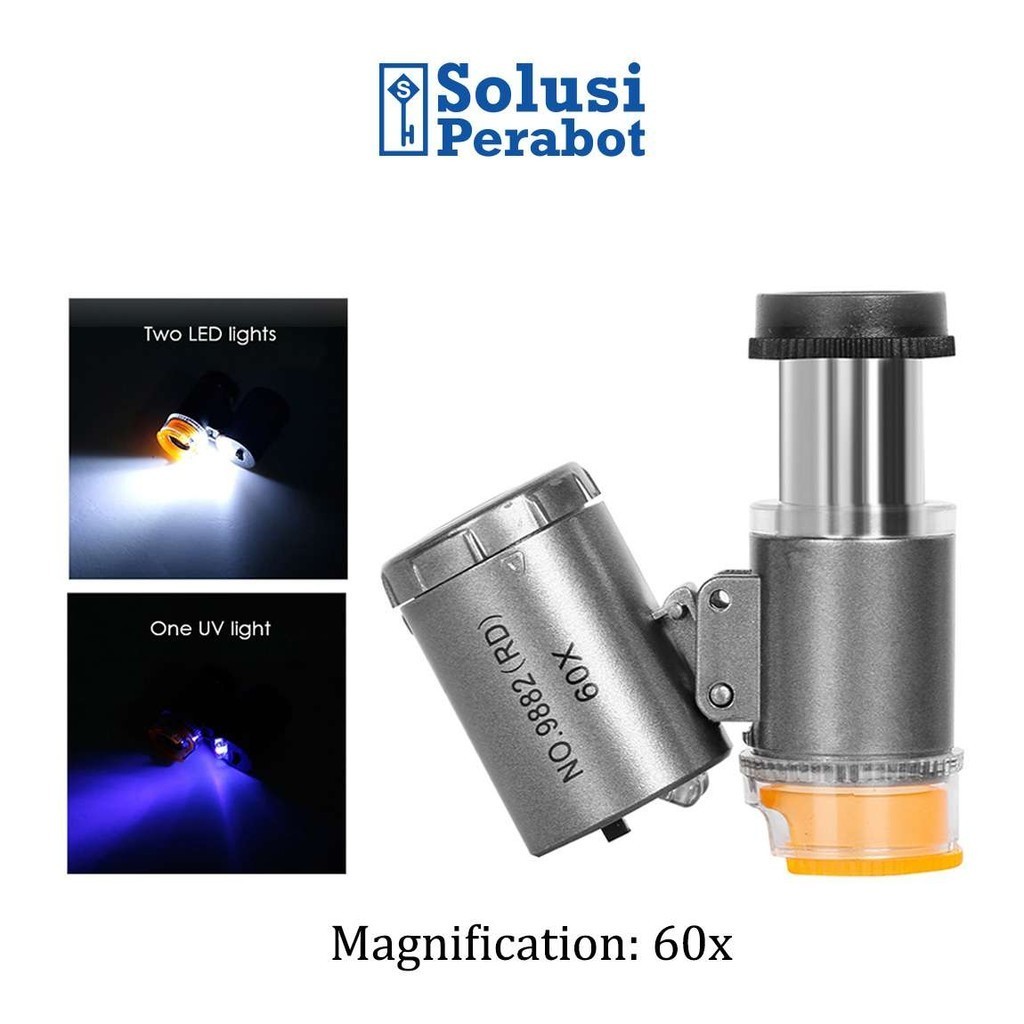 Jual Mikroskop Saku Mini 60x AB82 SP / Microscope Portable LED Currency ...