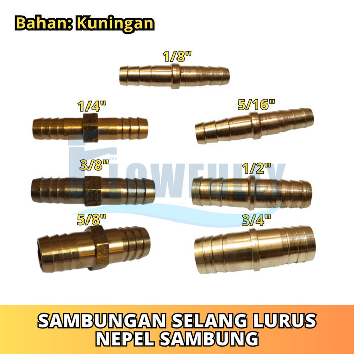 Jual NEPEL SAMBUNG 5/16 INCH KUNINGAN SAMBUNGAN SELANG LURUS KONEKTOR ...