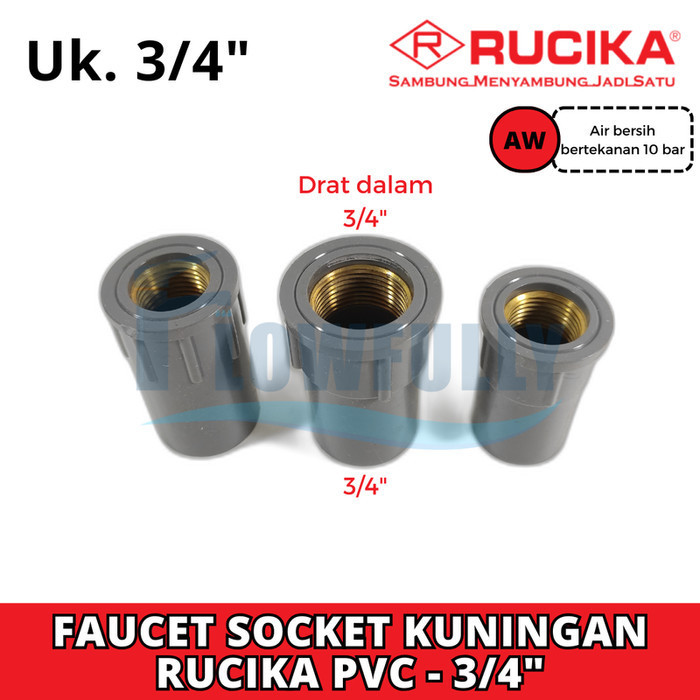 Jual FAUCET SOCKET MI AW 3/4 inch RUCIKA PVC SOK DRAT DALAM 3/4 ...