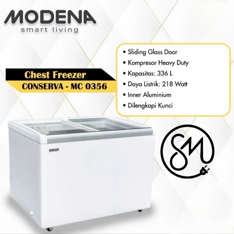 Jual Chest Freezer Box Modena MC-0356 336 L MC0356 Sliding door ...
