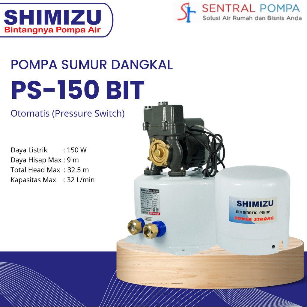 Jual Shimizu PS 150 BIT Mesin Pompa Air Sumur Dangkal Otomatis Tabung Bawah PS150 | Sentral ...