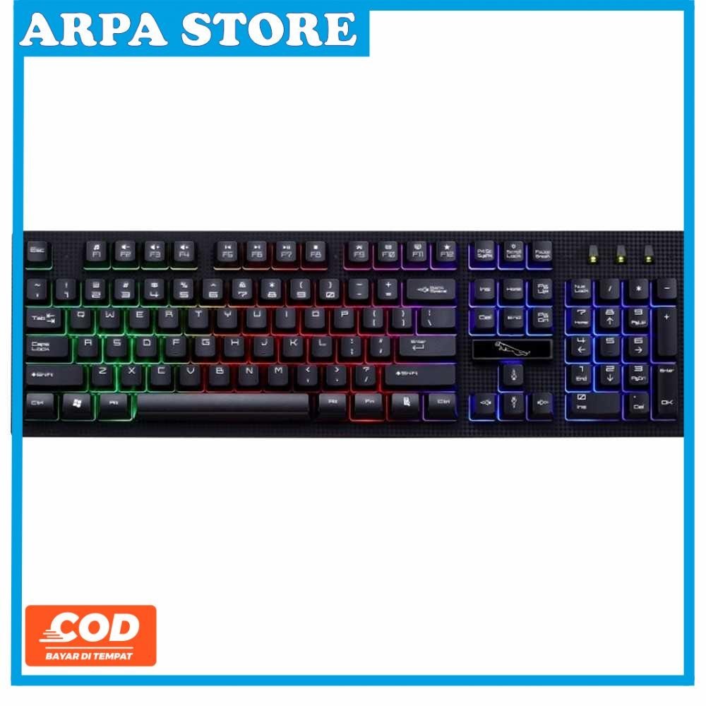 Jual Leopard Gaming Keyboard LED RGB Mechanical Feel USB Wired 104 Keys ...