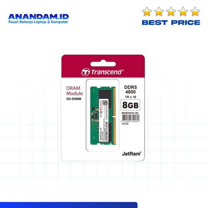Jual Transcend SO-DIMM JETRAM DDR5 8GB 4800 [NOTEBOOK RAM] - 8GB ...