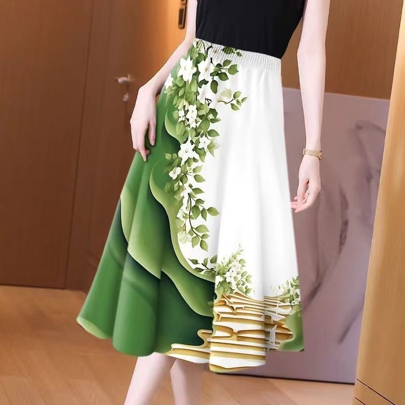 Jual Rok Gaun Midi, Bawahan Bercorak Gaya Barat Baru Ayunan Besar ...