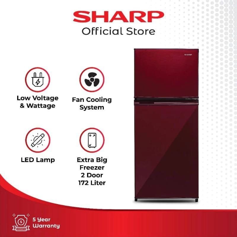 Jual kulkas 2 pintu SHARP shine series 172 liter SJ-195MD SG/SR | Shopee Indonesia