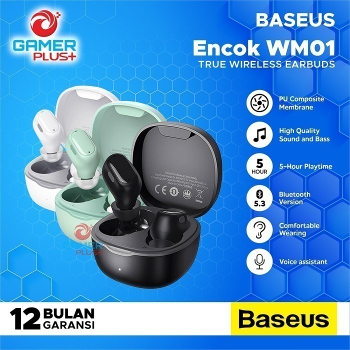 Jual Baseus Encok Wm01 Wm-01 Tws True Wireless Earbuds Bluetooth ...