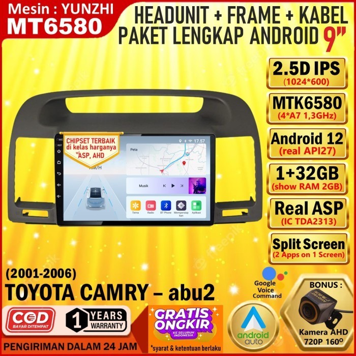 Jual Headunit Android MT6580 1/32GB+Kabel+Frame 9 inch Camry 2000 - Abu ...