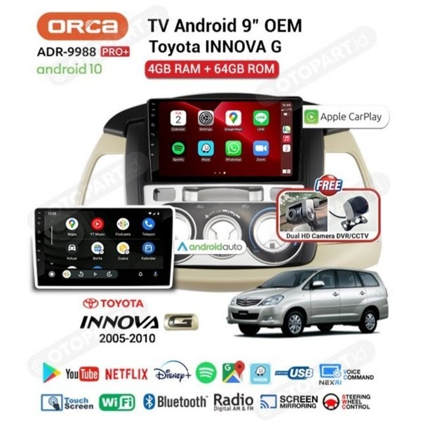 Jual HEAD UNIT ANDROID INNOVA G LAMA RAM 4 GB ROM 64 GB ORCA ADR 9988 ...