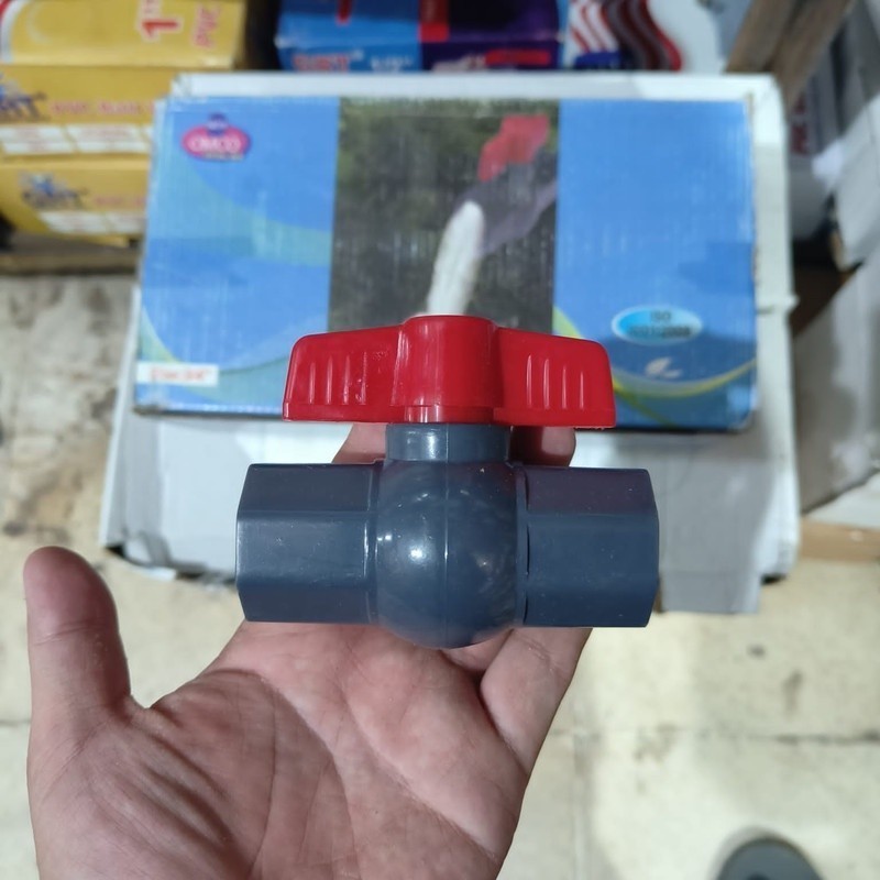 Jual OMCO Ball Valve PVC 1/2 3/4" inch Stop Kran Pipa Plastik Im ...