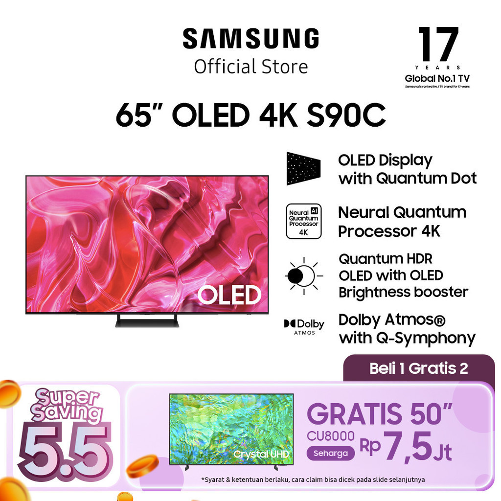 Jual Samsung Smart TV 65 inch OLED 4K S90C dengan OLED Display ...