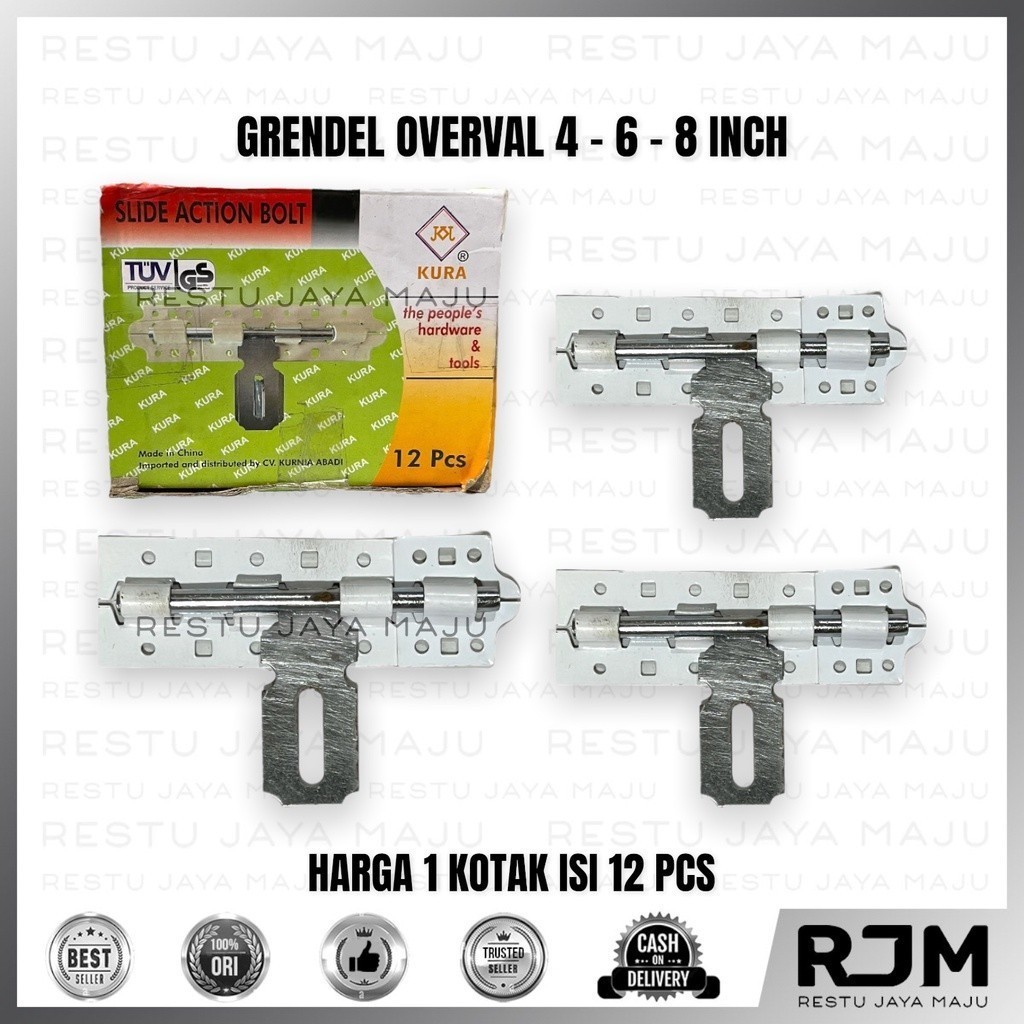 Jual [12 pcs] KURA Grendel Overval 4 6 8 " inch Gembok Selot Pintu ...