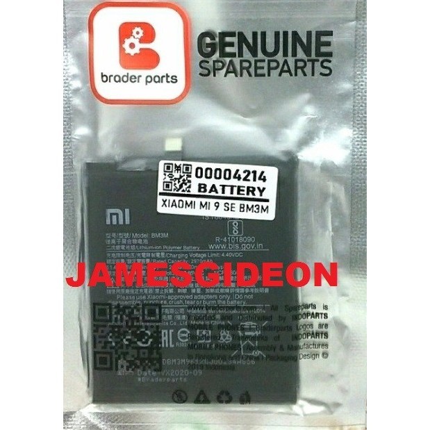 Jual Battery Baterai Xiaomi Mi 9 Se Bm3M Bm 3M Braderparts Brader Parts ...