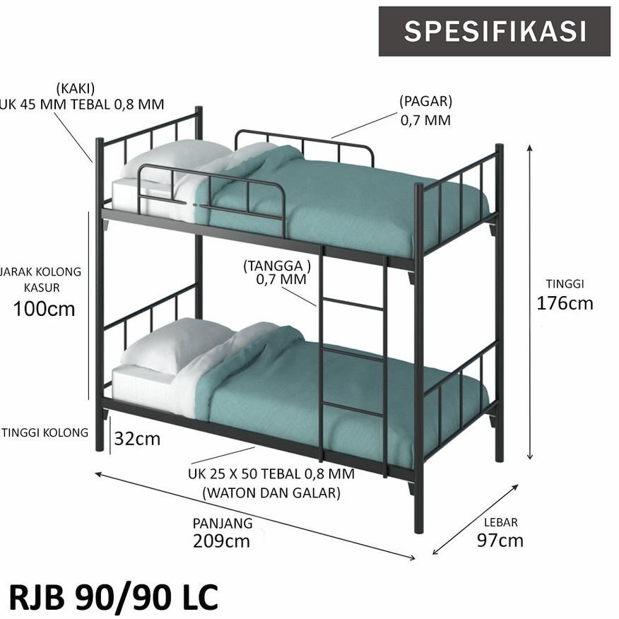 Jual Ranjang Tingkat Besi 3in1|Ranjang Susun Minimalis|Kasur Tingkat 90 ...