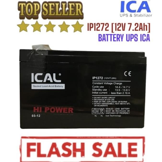 Jual aki / Baterai ups ica [ Battery Ical IP1272 ( 12V7,2Ah ...