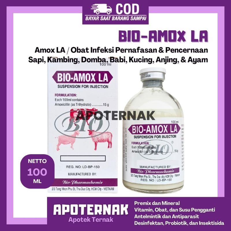 Jual BIO AMOX LA 100 ml - Obat Hewan Amoxycilline Long Acting Like ...