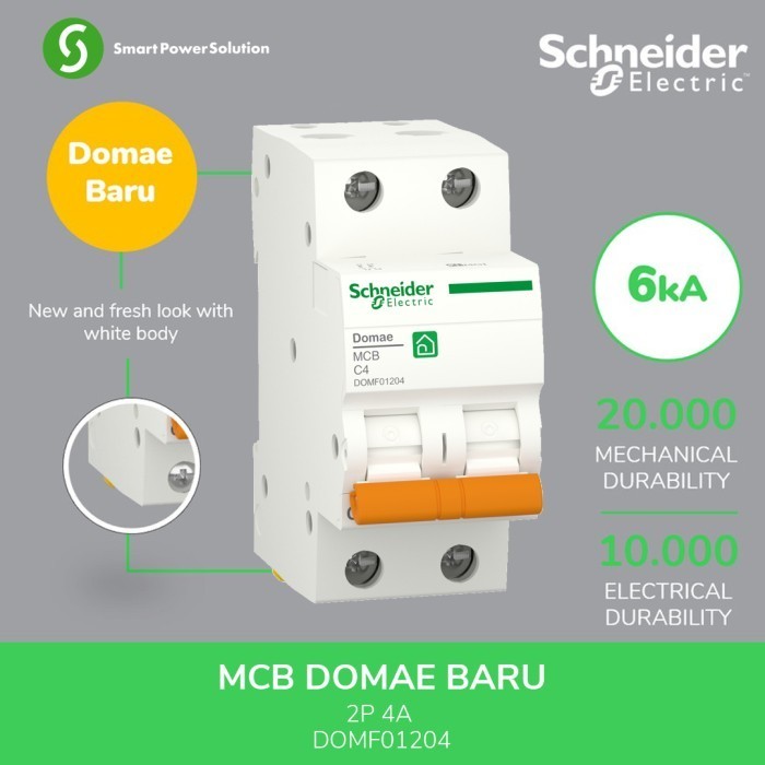 Jual Jual!! Schneider Domae Mcb 4A - 2P 6ka - DOMF01204 | Shopee Indonesia
