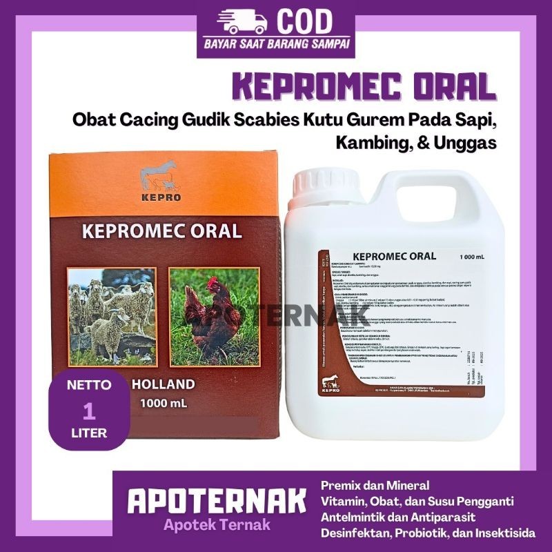 Jual KEPROMEC ORAL 1 LITER ORIGINAL - Obat Cacing Kutu Kudis Scabies ...