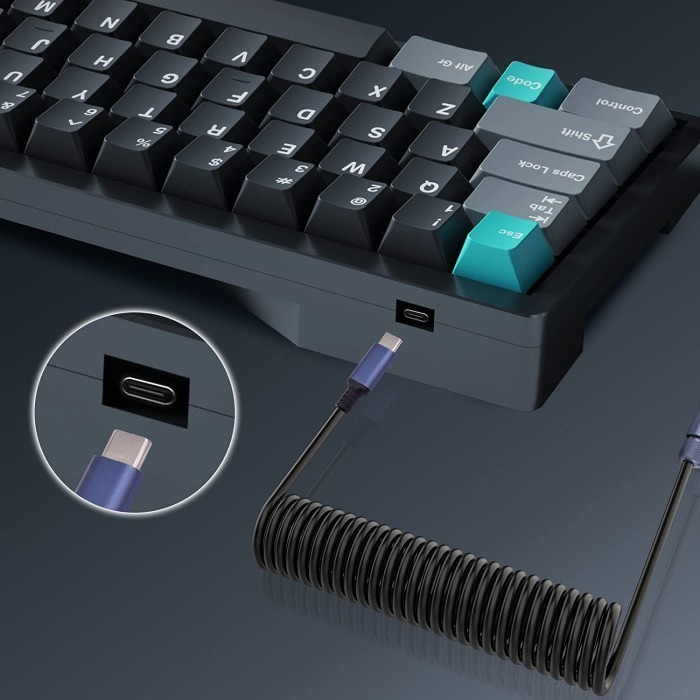 Jual Maxi Custom Premium Type C Coiled Cable Mechanical Keyboard ...