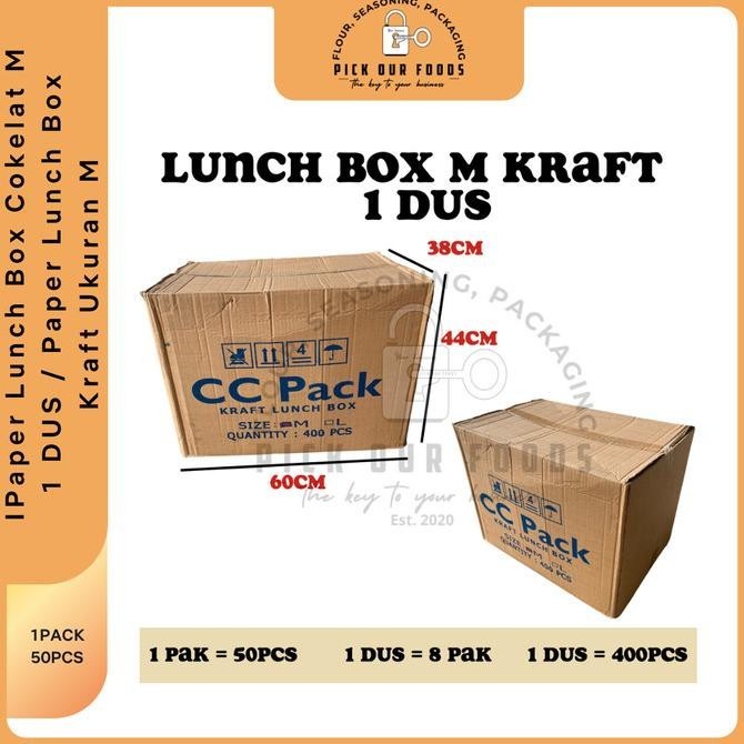 Jual Paper Lunch Box Cokelat M 1 Dus / Paper Lunch Box Kraft Ukuran M ...