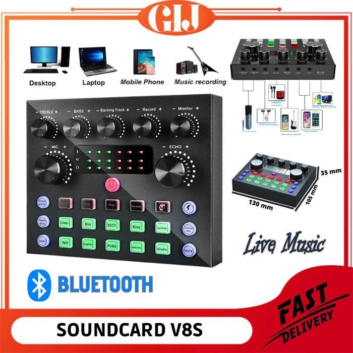 Jual Live Mixer Audio Usb External Soundcard Broadcast Microphone V8 ...