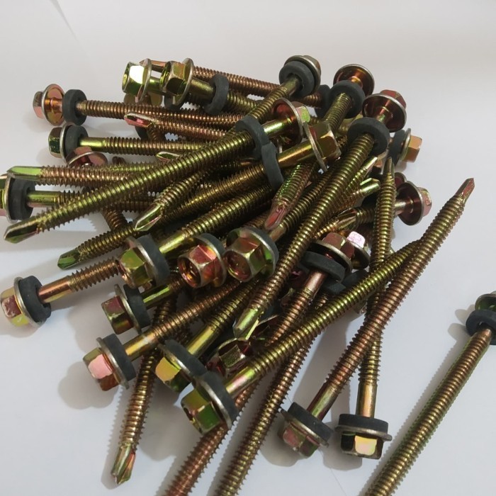 Jual Bagus Baut Roofing Zollo 12 X 70 Mm Sekrup Baja Ringan Sekrup ...