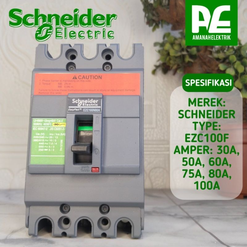 Jual MCCB/BREAKER SCHNEIDER EASYPACT EZC100F 3P 10KA 30A, 50A, 60A, 75A, 80A, 100A ORIGINAL ...