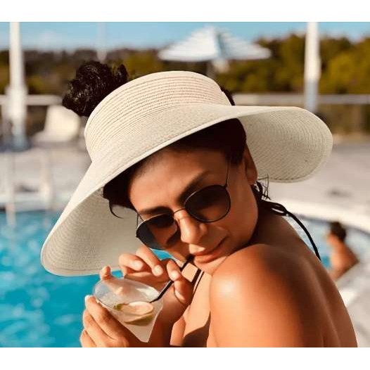 Jual Official Topi Miniso Wide Brim Foldable Straw Visor Hat Miniso ...