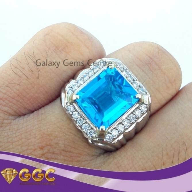 Jual Viral | Cincin Pria Batu Blue Topaz Minimalis | Shopee Indonesia